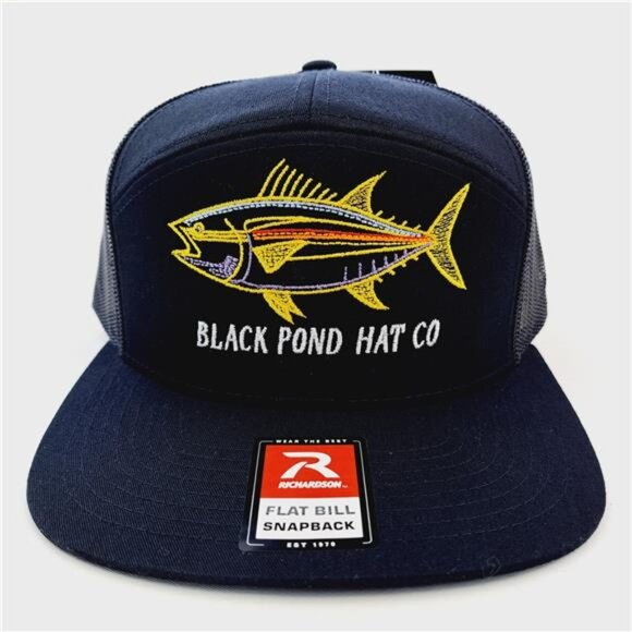 Accessories | Retro Black Pond Blue Fin Tuna Fish Flat Bill Mesh ...